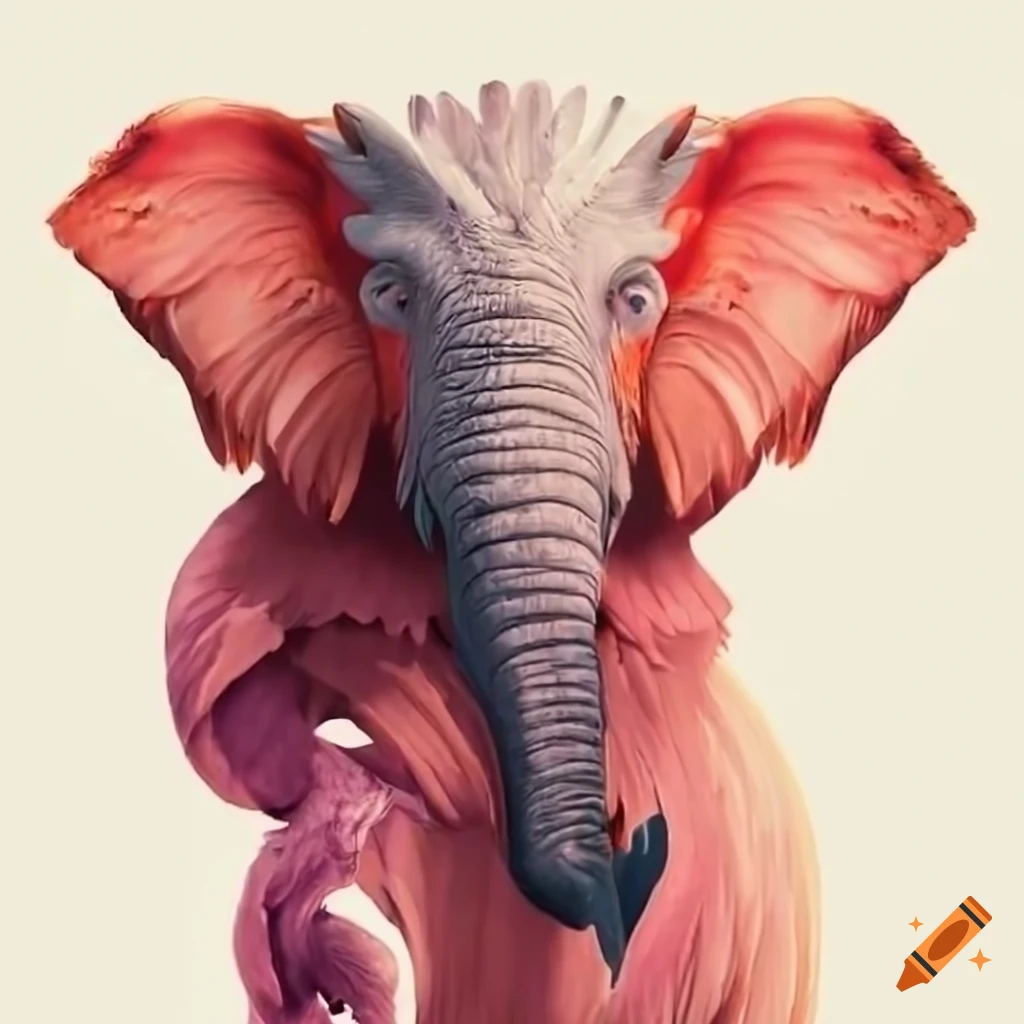 Flamingo and elephant chimera hybrid on Craiyon
