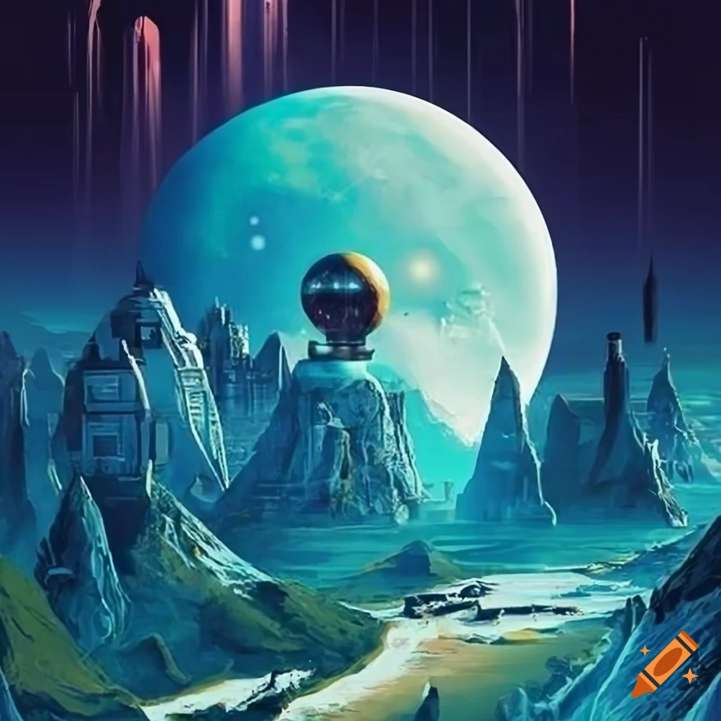 Travel poster with a sci-fi theme on Craiyon