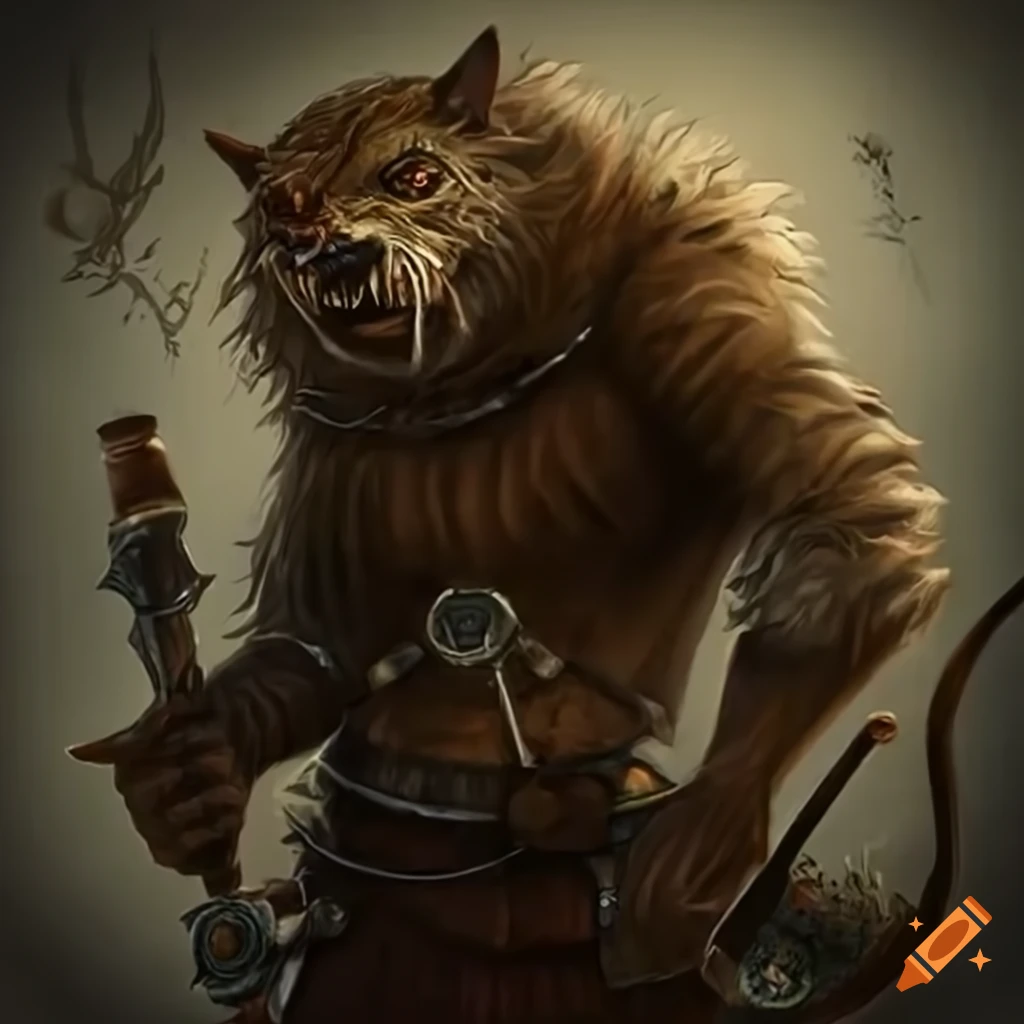 Old, hunched gnoll wolf on Craiyon