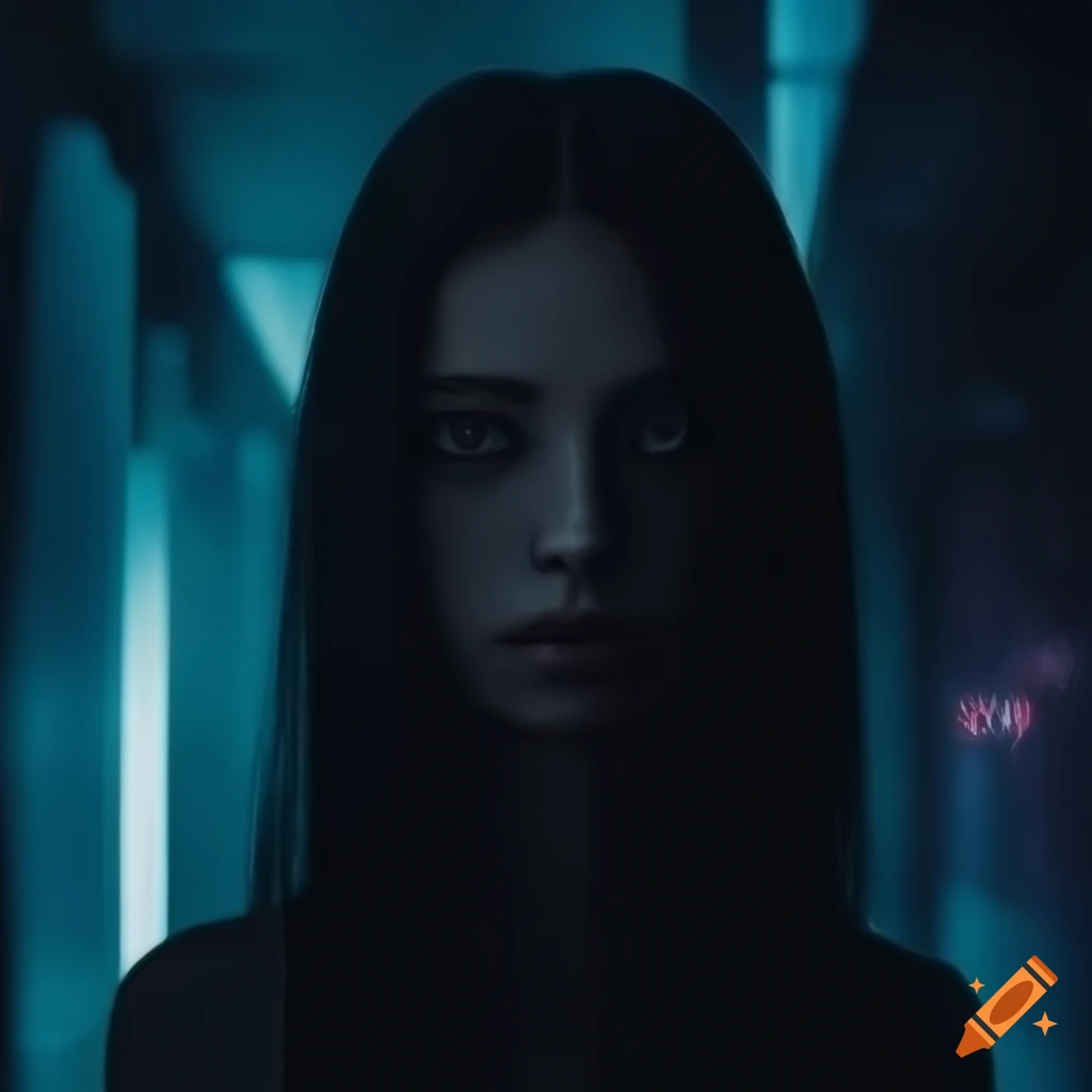 Female npc in a cyberpunk dark city with hyper-realistic details on Craiyon
