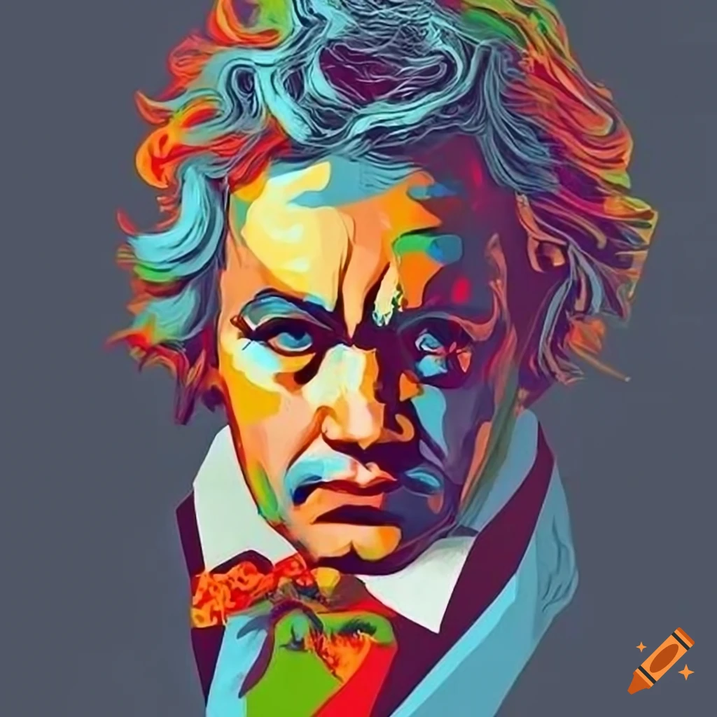Composer beethoven in pop art style on Craiyon