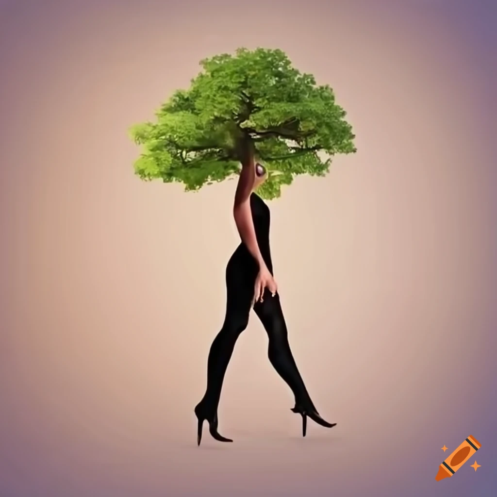 Oak tree with human legs in high heels on Craiyon
