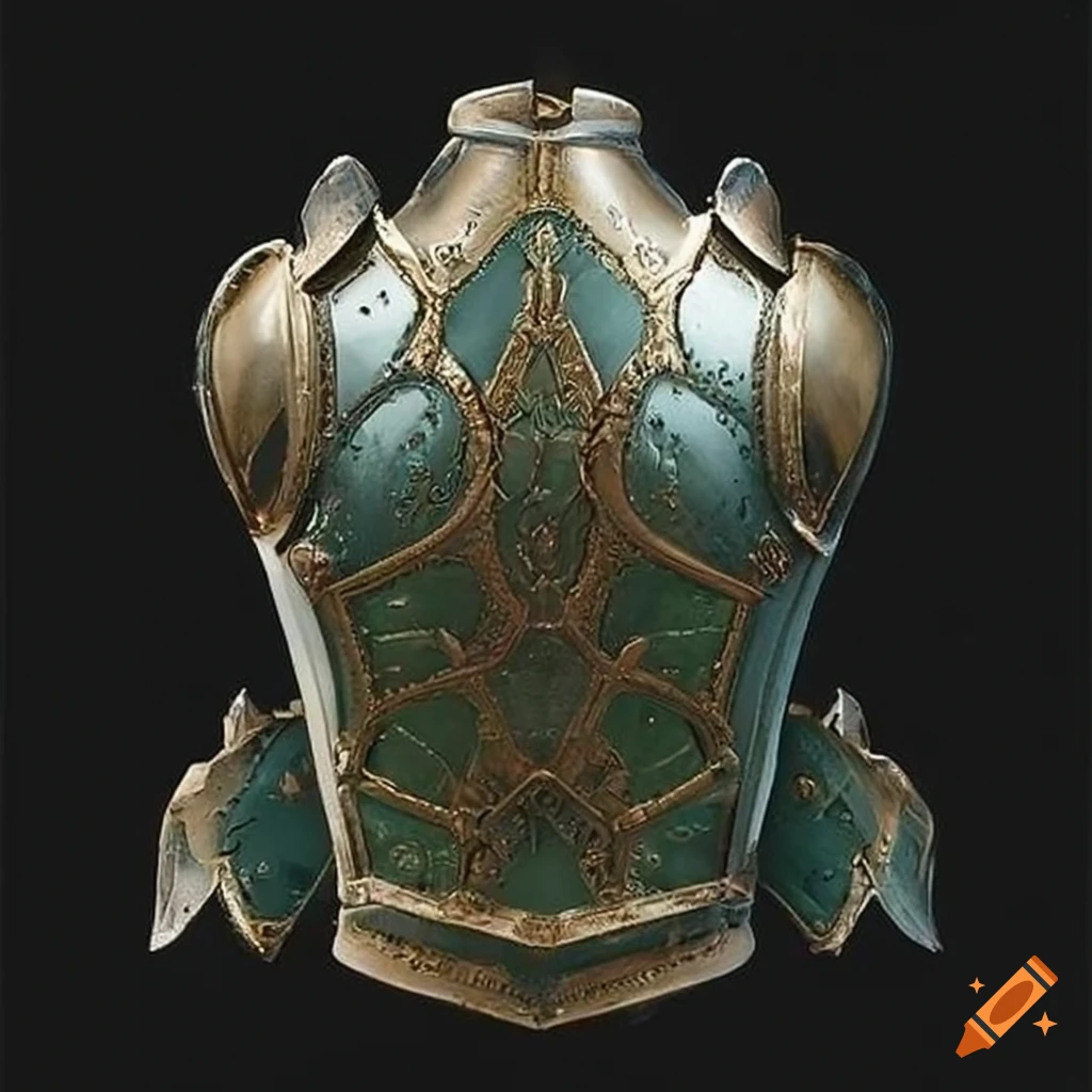 Adorned magic body armor front view on Craiyon