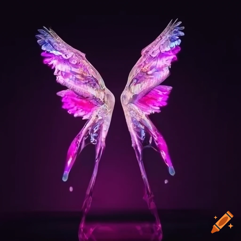 Pink crystal wings on Craiyon