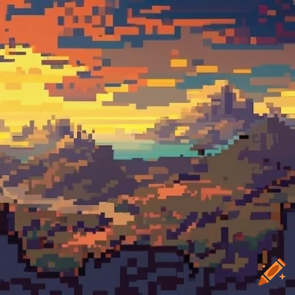 Ww1 pixel art of a beautiful landscape on Craiyon