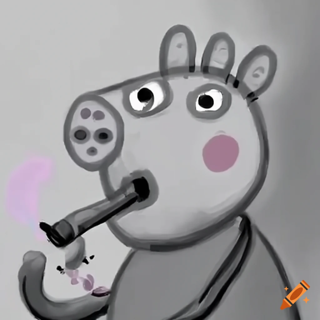 Peppa pig relaxing with a pipe on Craiyon