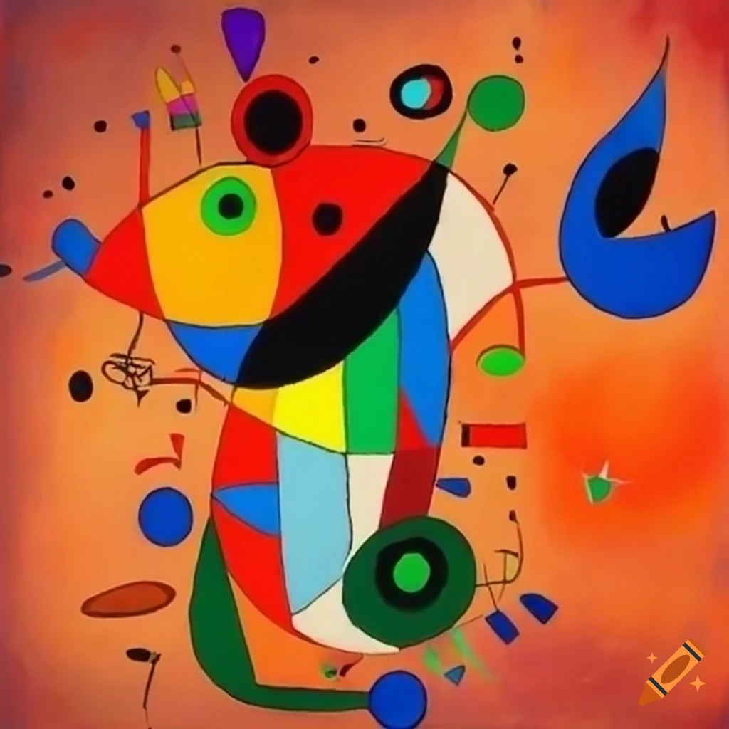 Graffiti blending Joan Miro and Wassily Kandinsky styles on Craiyon
