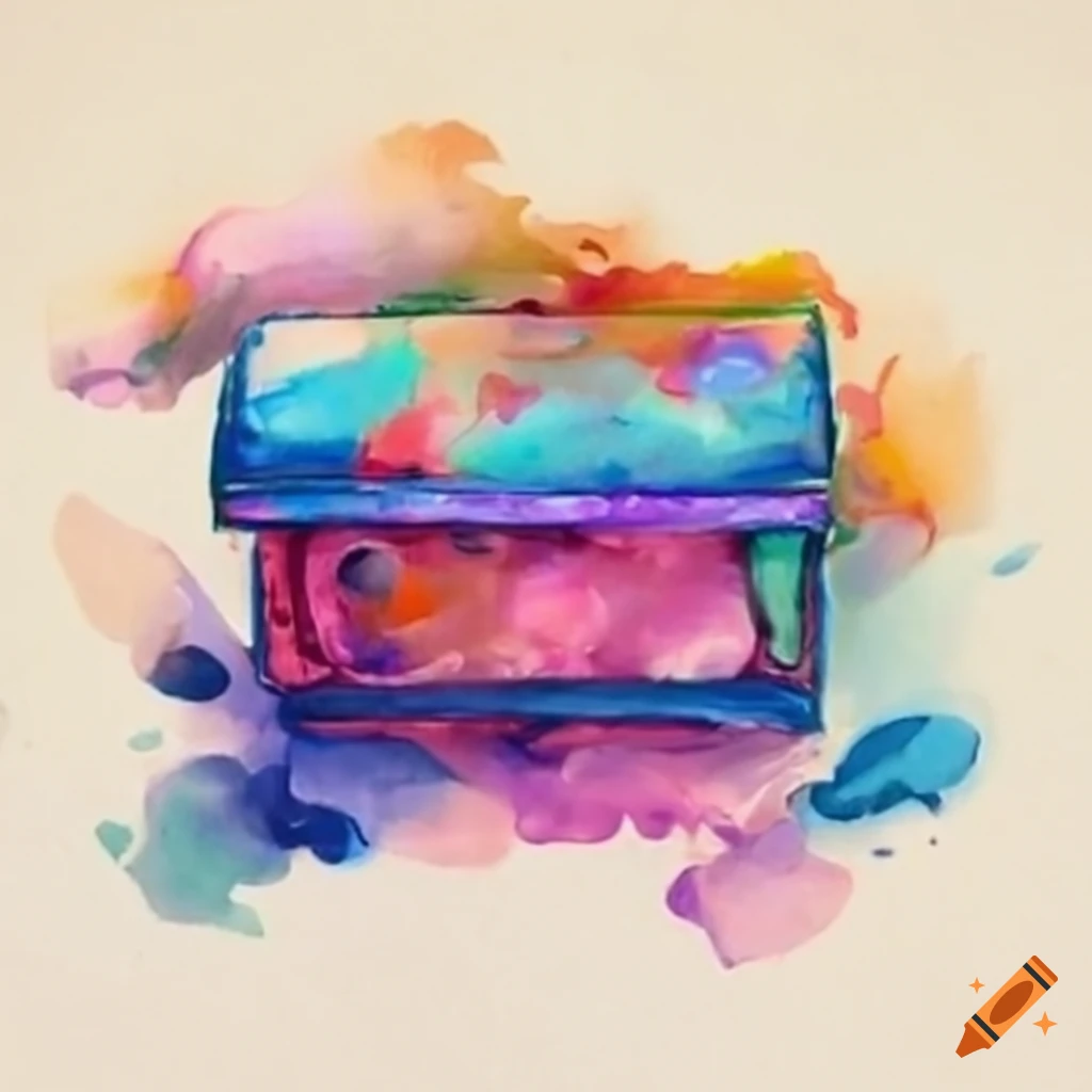 Watercolor painting of a cardboard box on Craiyon