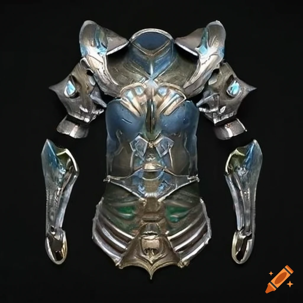 Front view of detailed magic body armor on Craiyon