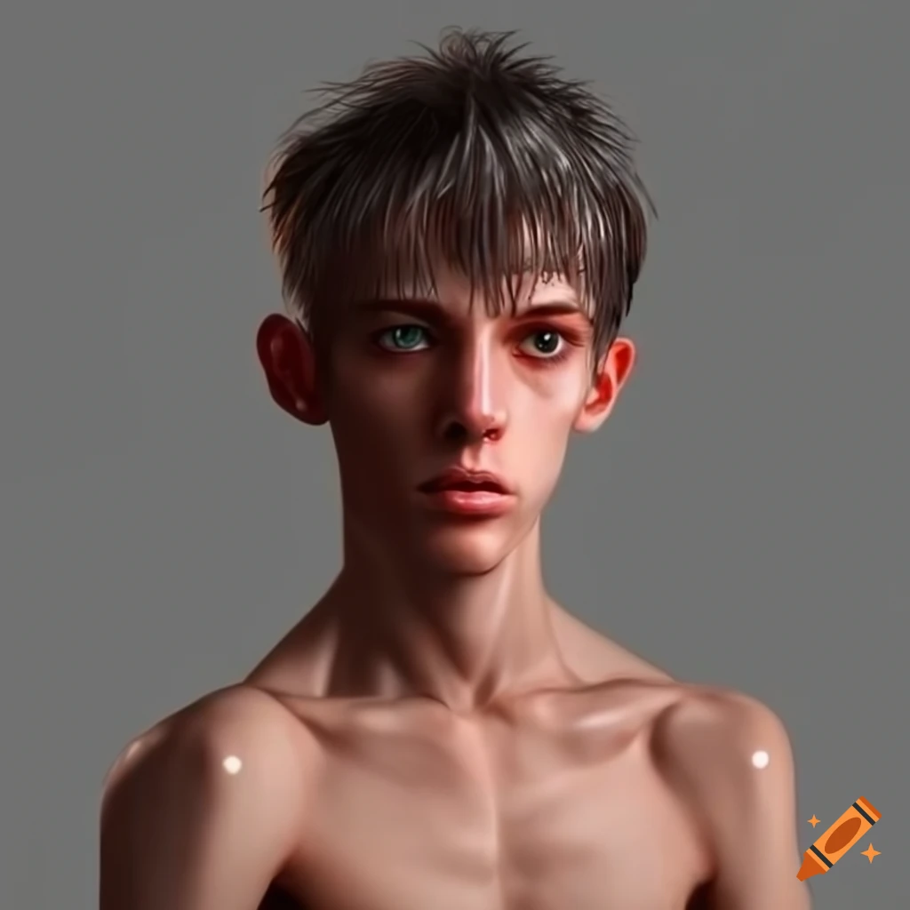 Male figure depicting extreme thinness in hyper-realistic style on Craiyon