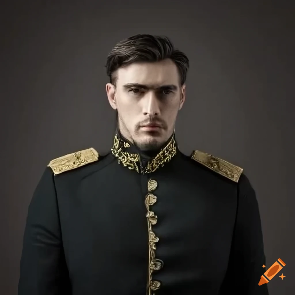 Victorian portrait of a beautiful young man with military elegance on Craiyon