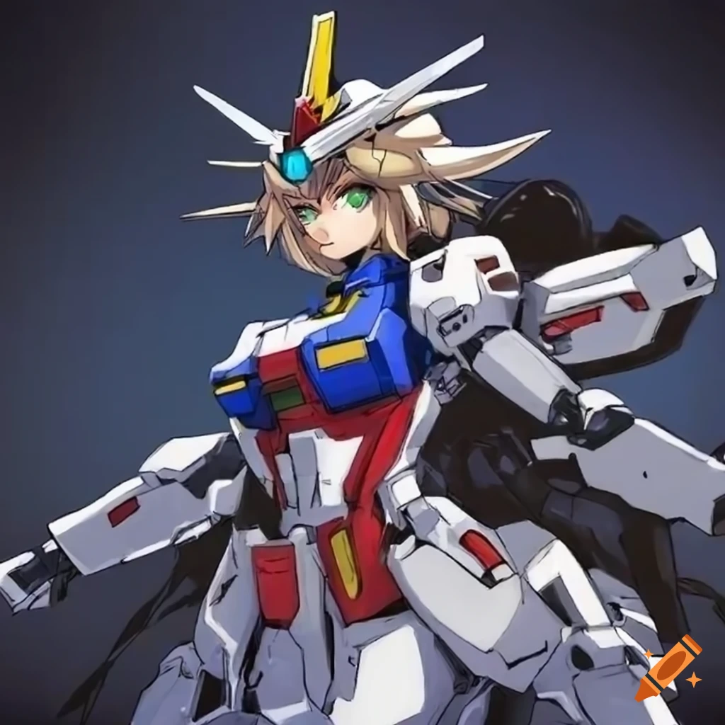Gundam girl in armor from a manga on Craiyon