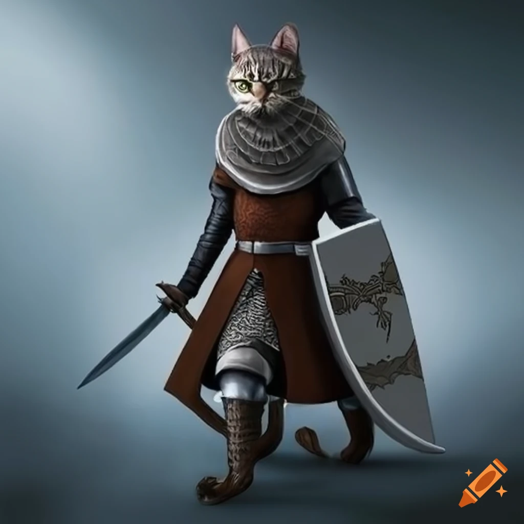 Medieval cat sword fighter on Craiyon