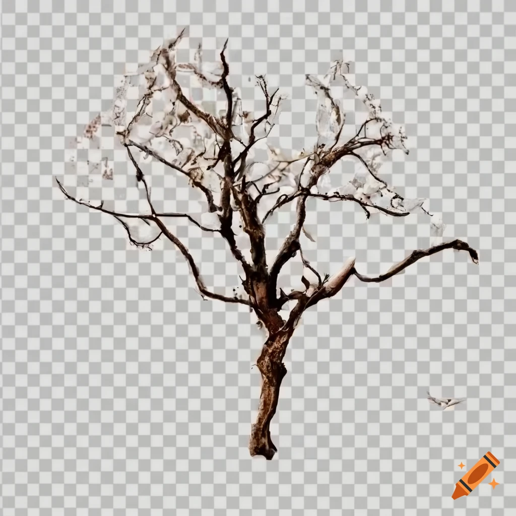 Withered brown plant with branches in transparent background on Craiyon