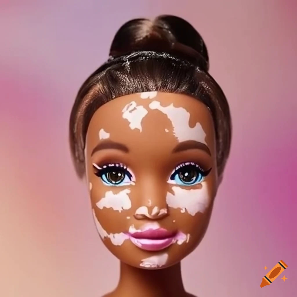 Barbie doll with vitiligo condition on Craiyon