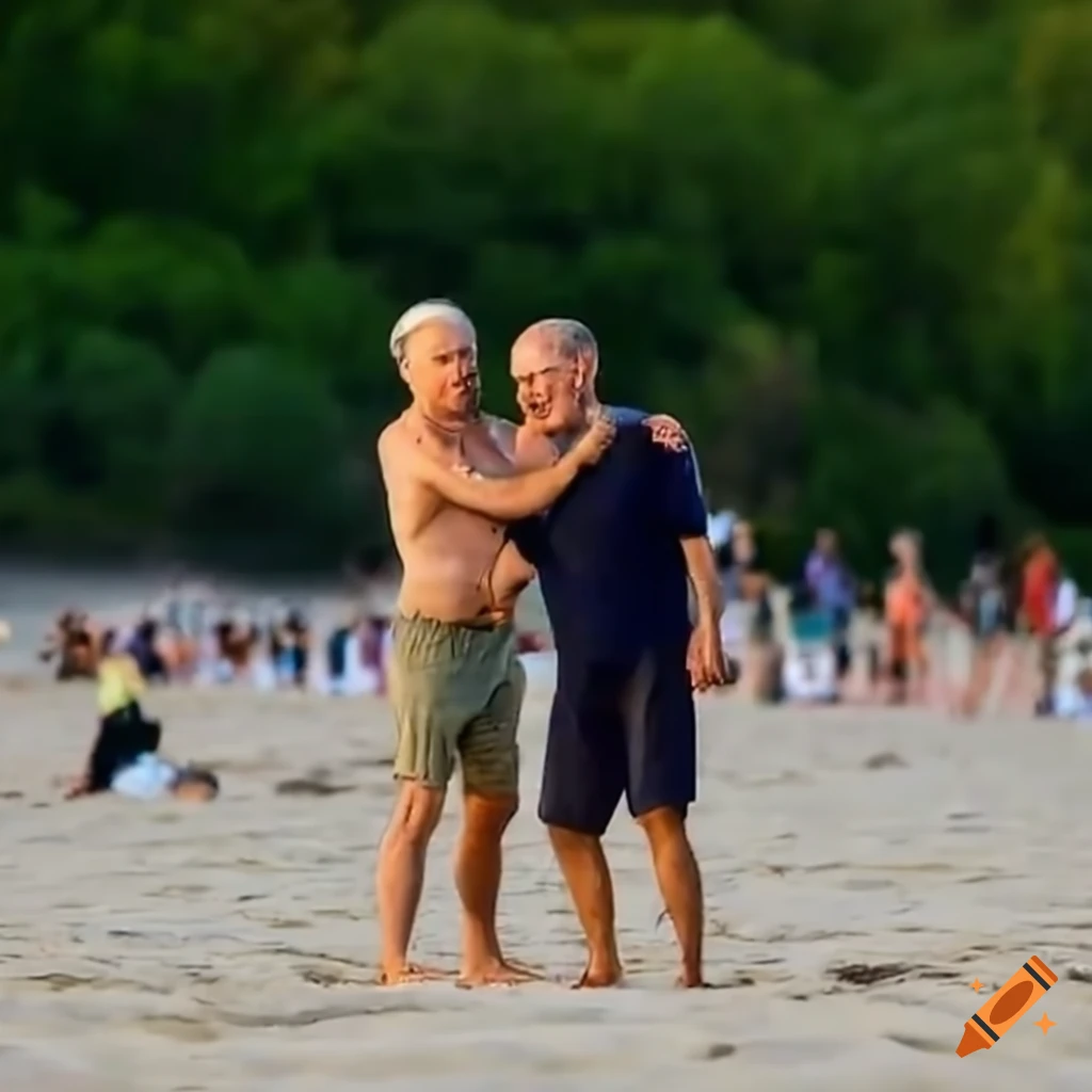 Joe biden and putin enjoying a day at the beach on Craiyon