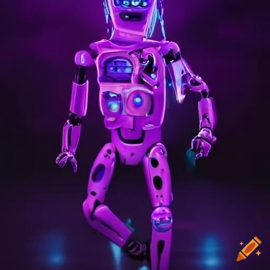 Neon purple robot on Craiyon
