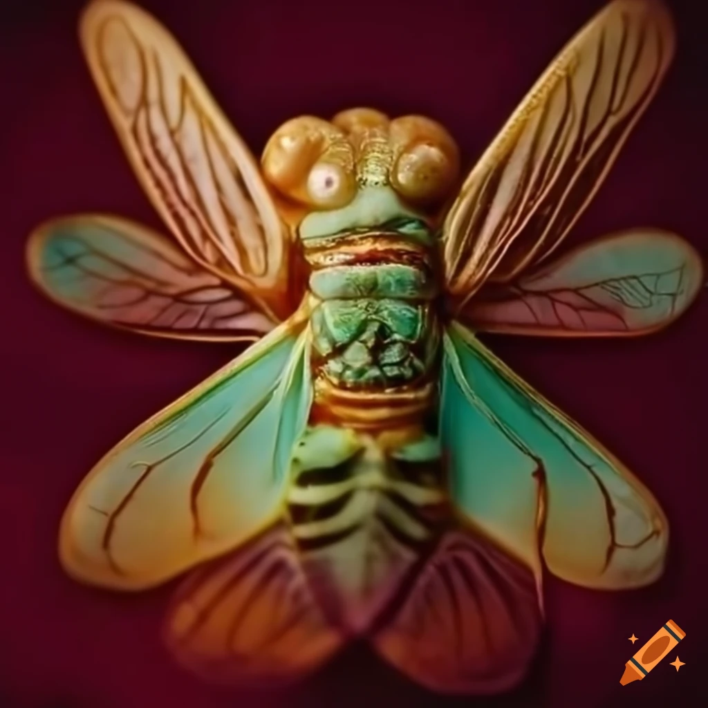 Intricately detailed marzipan cicada with candy eyes on Craiyon
