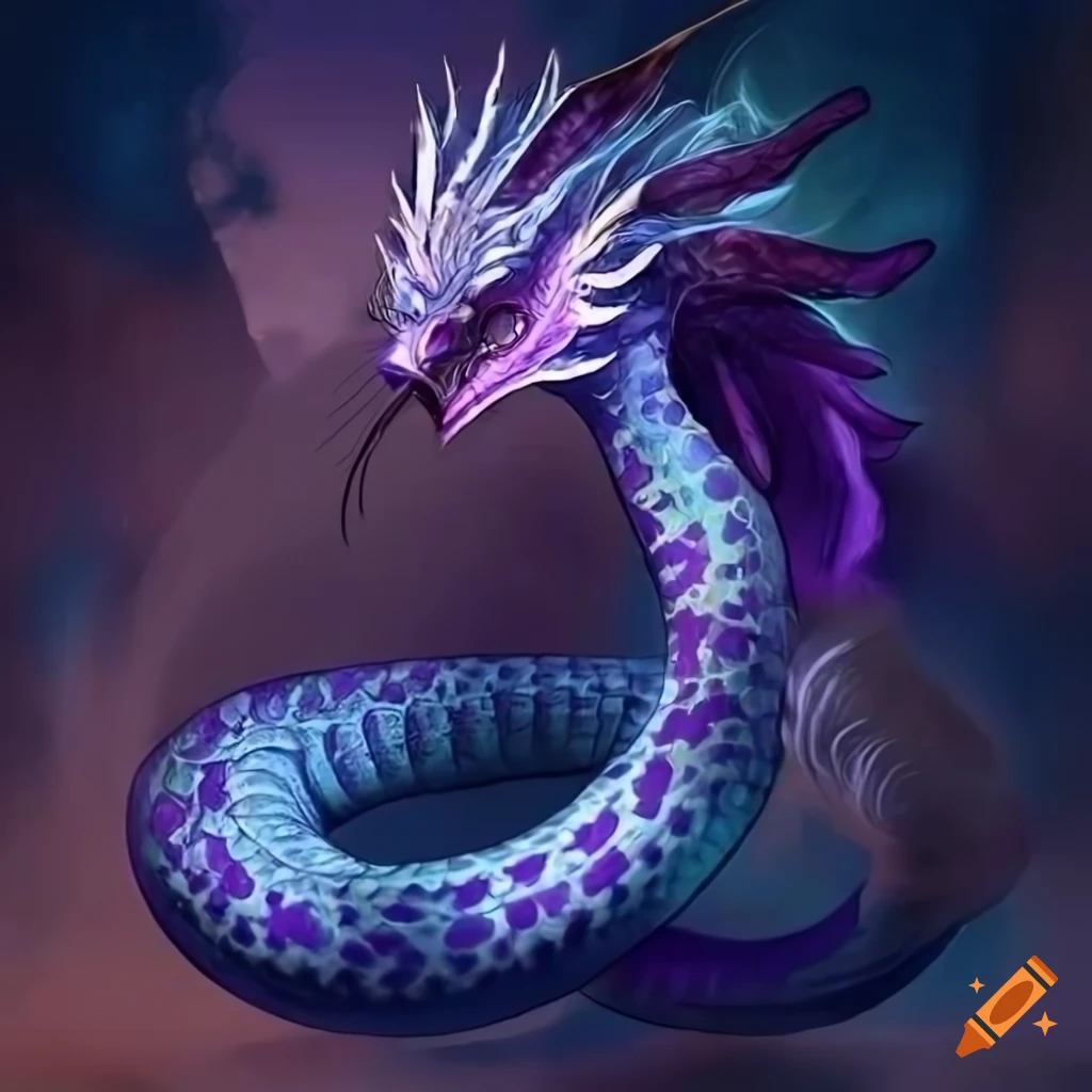 Elegant and graceful celestial snake creature with large expressive ...