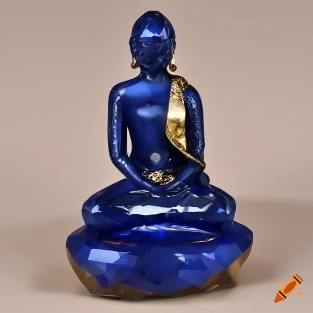 Dark blue and gold crystal meditation figure on Craiyon