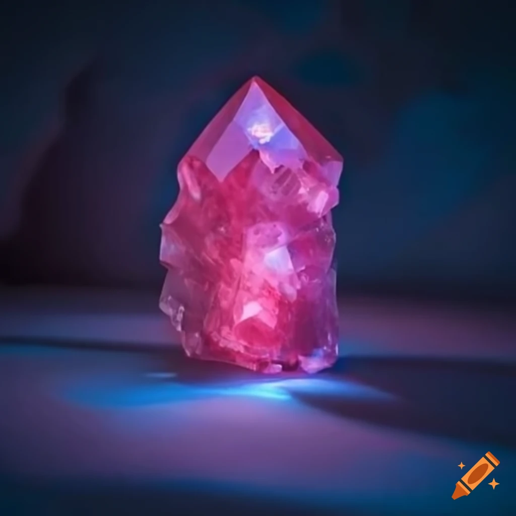Radiant red glowing crystal in a dark cave reminiscent of harry potter ...