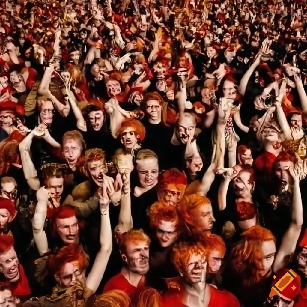 Enthusiastic crowd of men with red hair on Craiyon