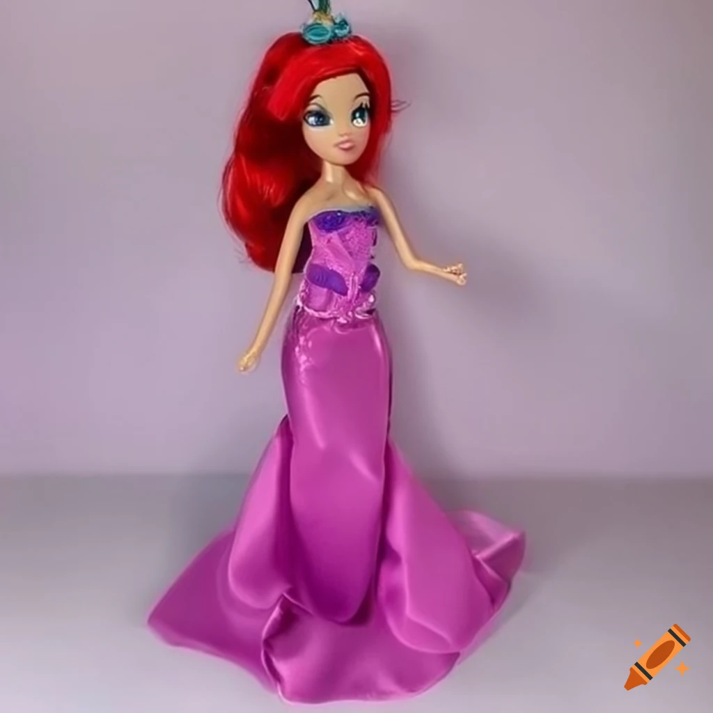 Princess ariel baddie doll in a slim pink dress on Craiyon