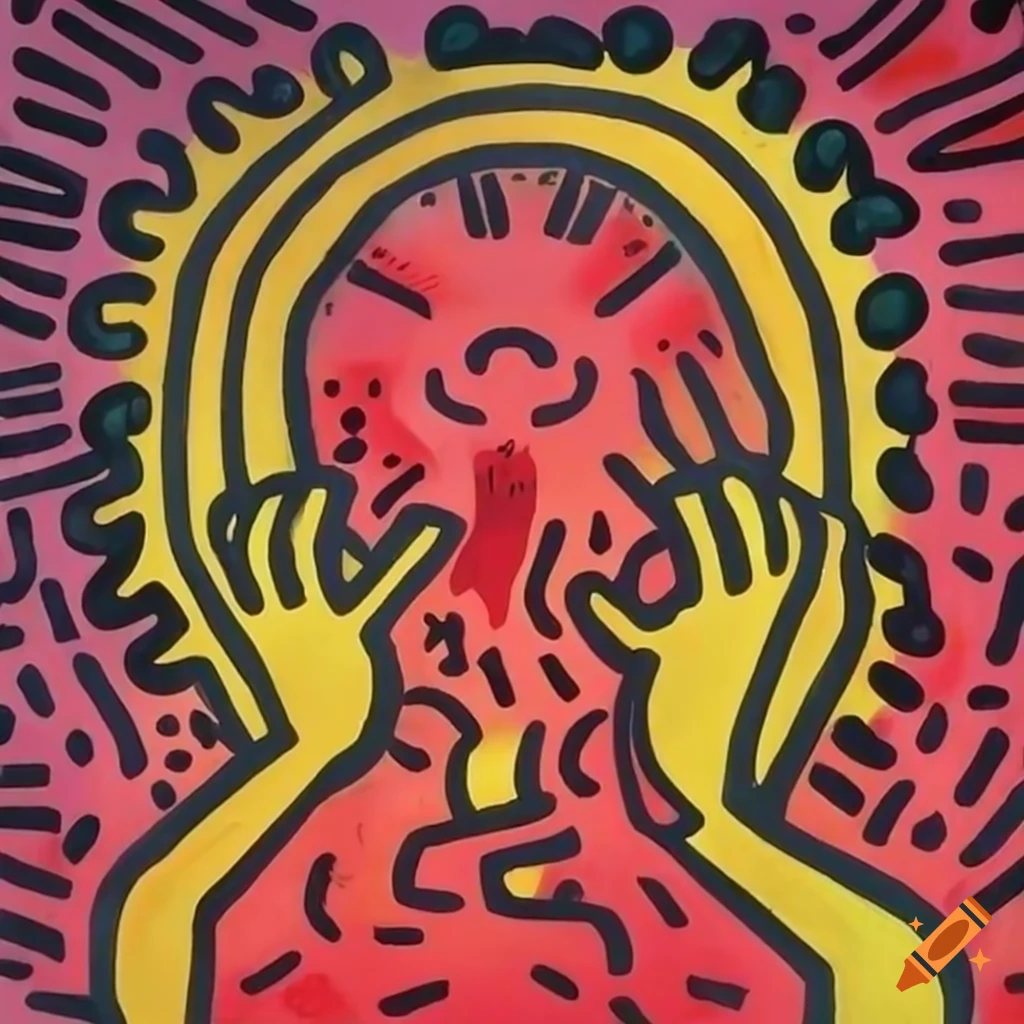Keith haring painting of auguste rodin's gates of hell on Craiyon