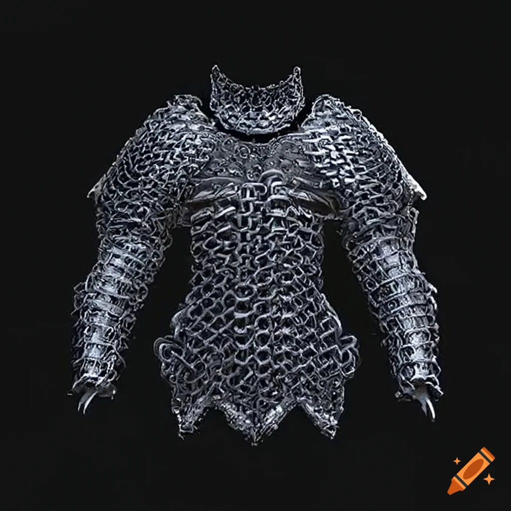 Front view of a gothic body armor made of composite paragon materials ...