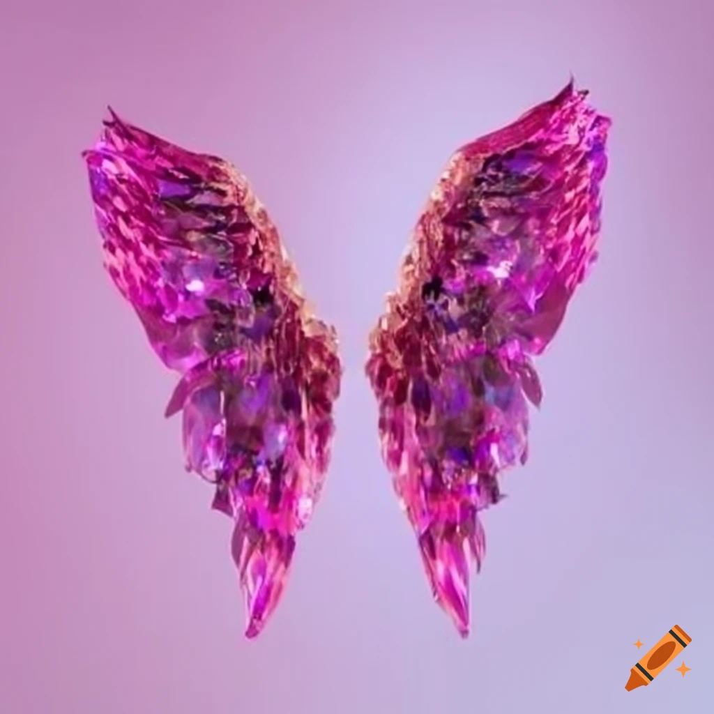 Pink crystal wings on Craiyon