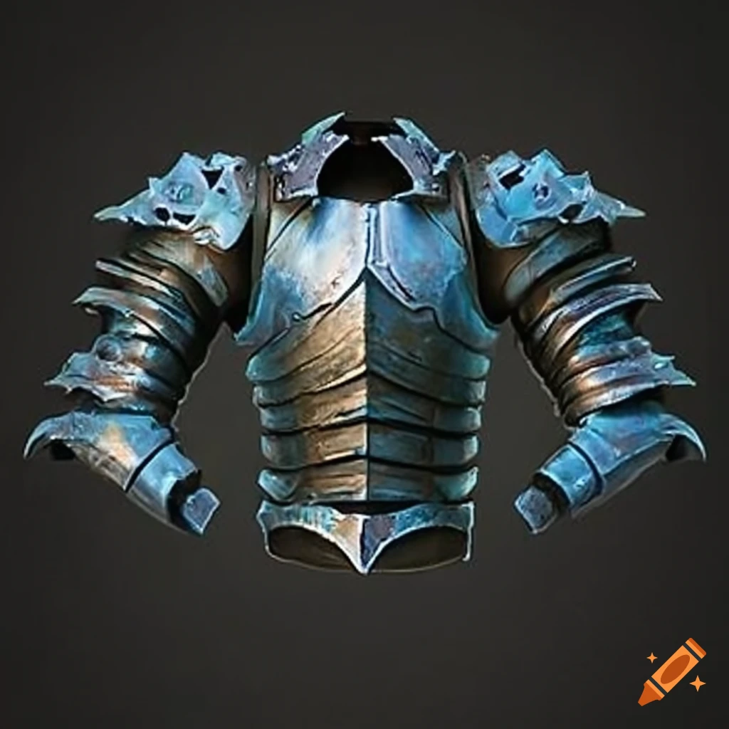 Close view of adorned magic body heavy armor from the front on Craiyon