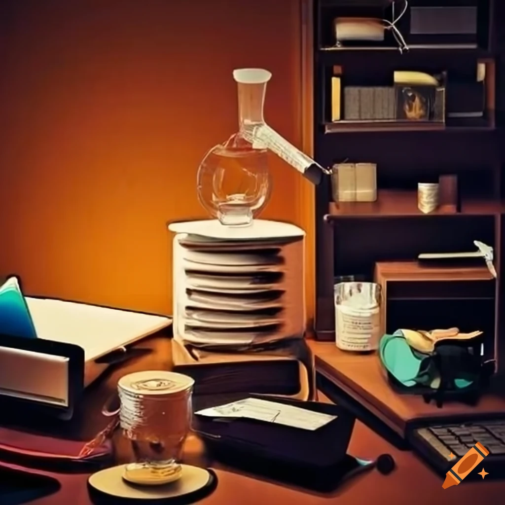 Hidden clutter under an office desk with quirky items on Craiyon