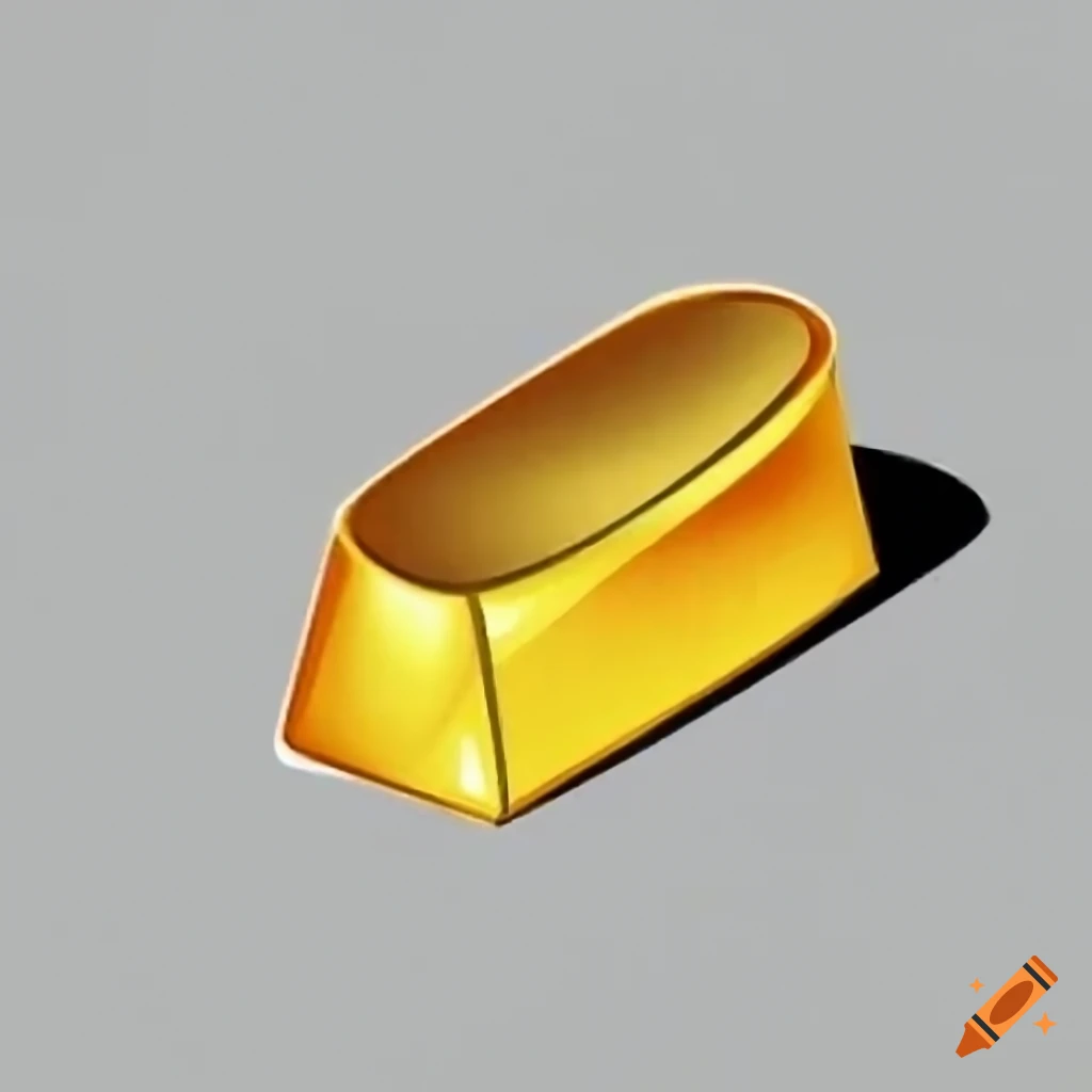 Gold ingot on white background in 2d illustration on Craiyon
