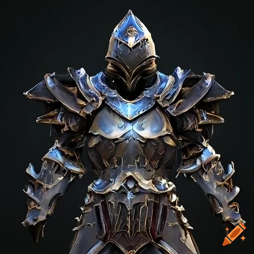 Front view of heavily armored magic body on Craiyon