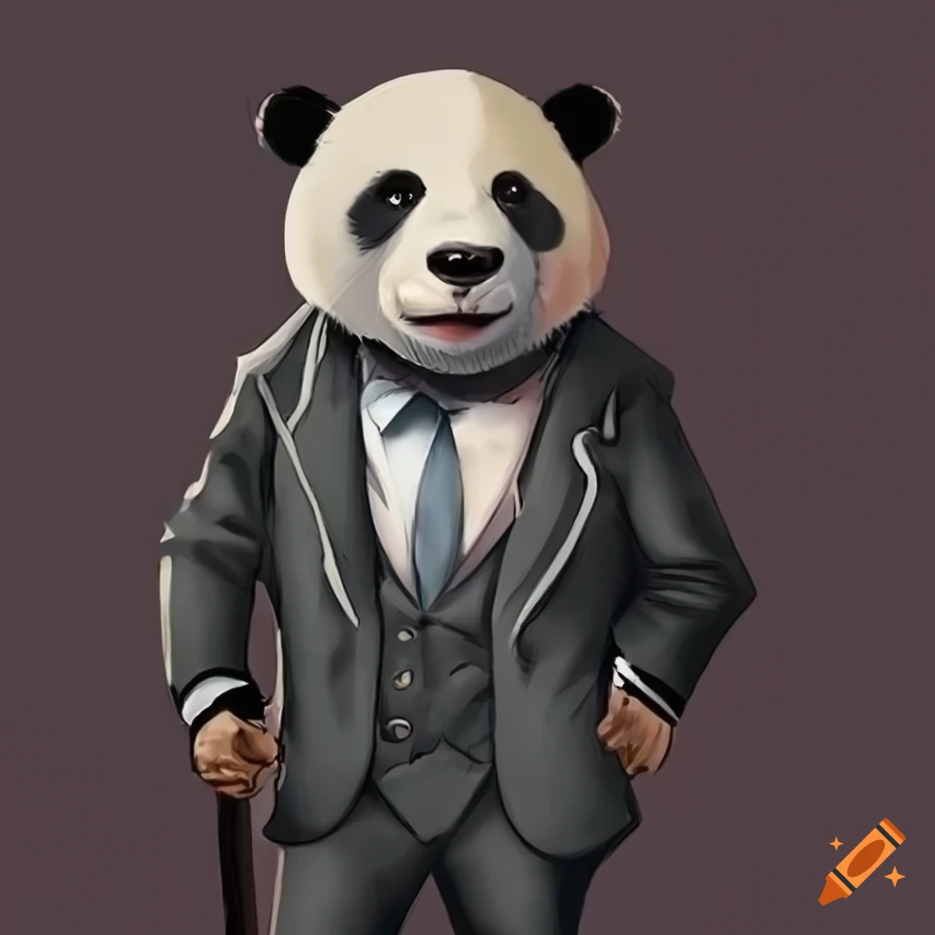 Panda dressed as a mafia member on Craiyon
