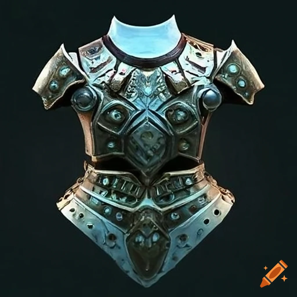 Adorned magic body armor front view on Craiyon