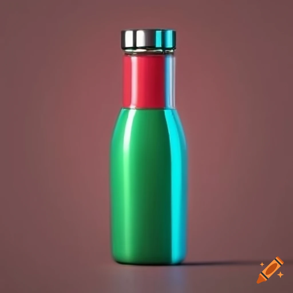 Dual chamber stainless steel bottle with red and green sides on Craiyon