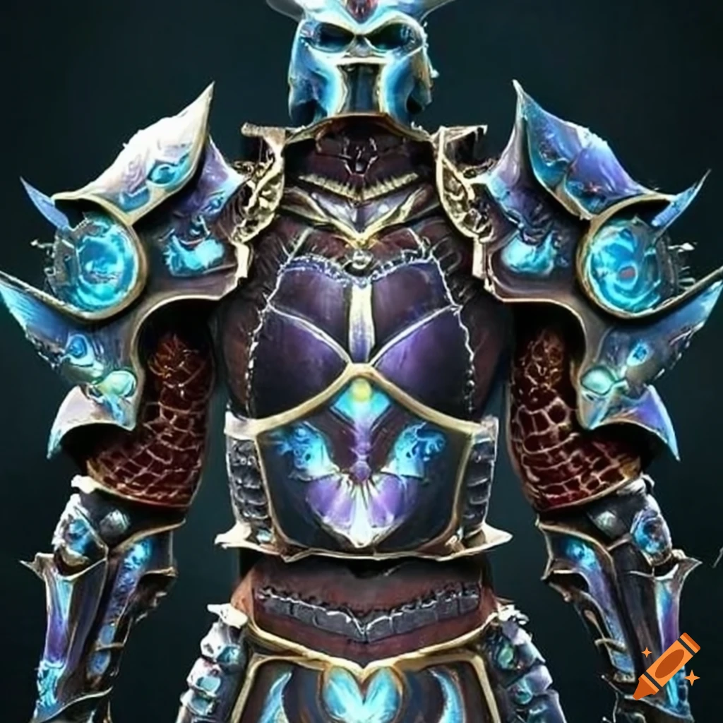 Adorned magical heavy armor from the front on Craiyon