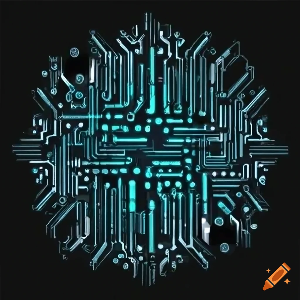 Glowing circuit pattern design on Craiyon