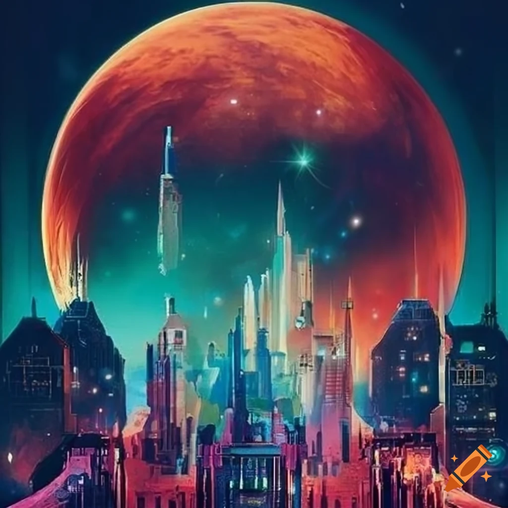 Travel poster with a sci-fi theme on Craiyon