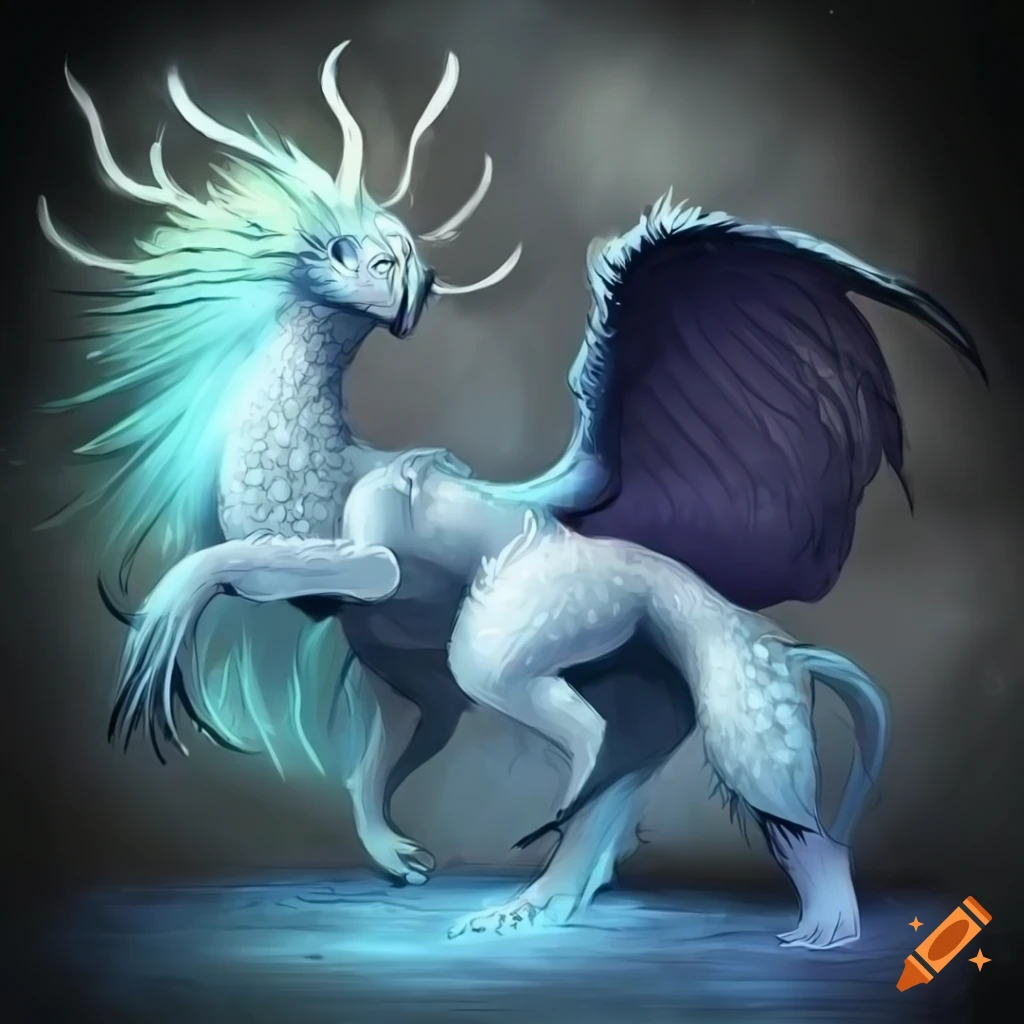 Elegant and graceful celestial creature with large expressive eyes and long tail on Craiyon