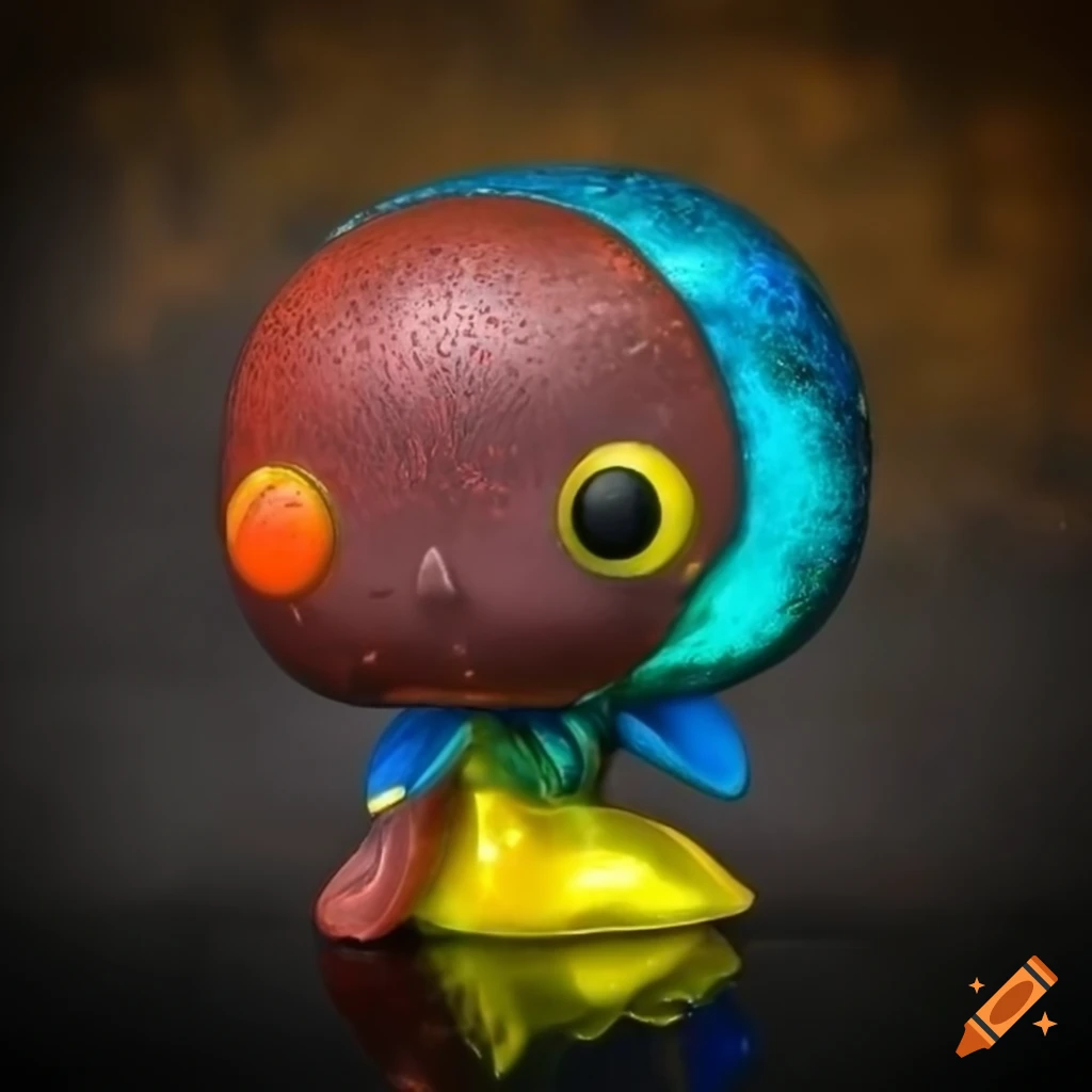Funko pop lemon figurine with stain glass design on metal plating on ...