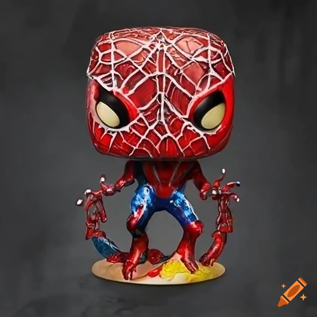 Funko pop Spider-Man artwork on concrete background on Craiyon