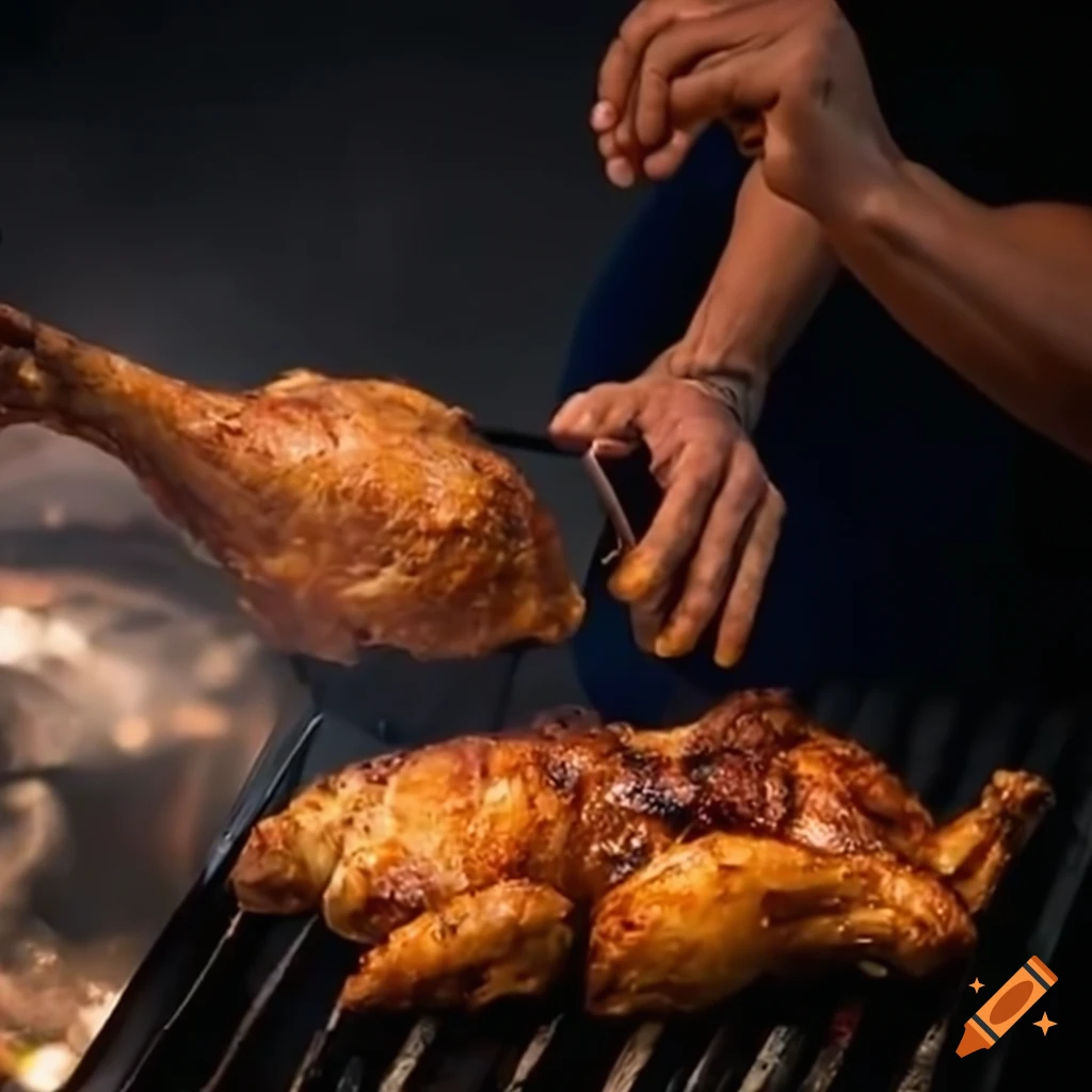 Man cooking bbq chicken on Craiyon