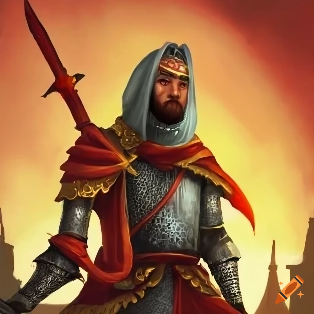 Male muslim knight in a magical setting inspired by cuzco on Craiyon