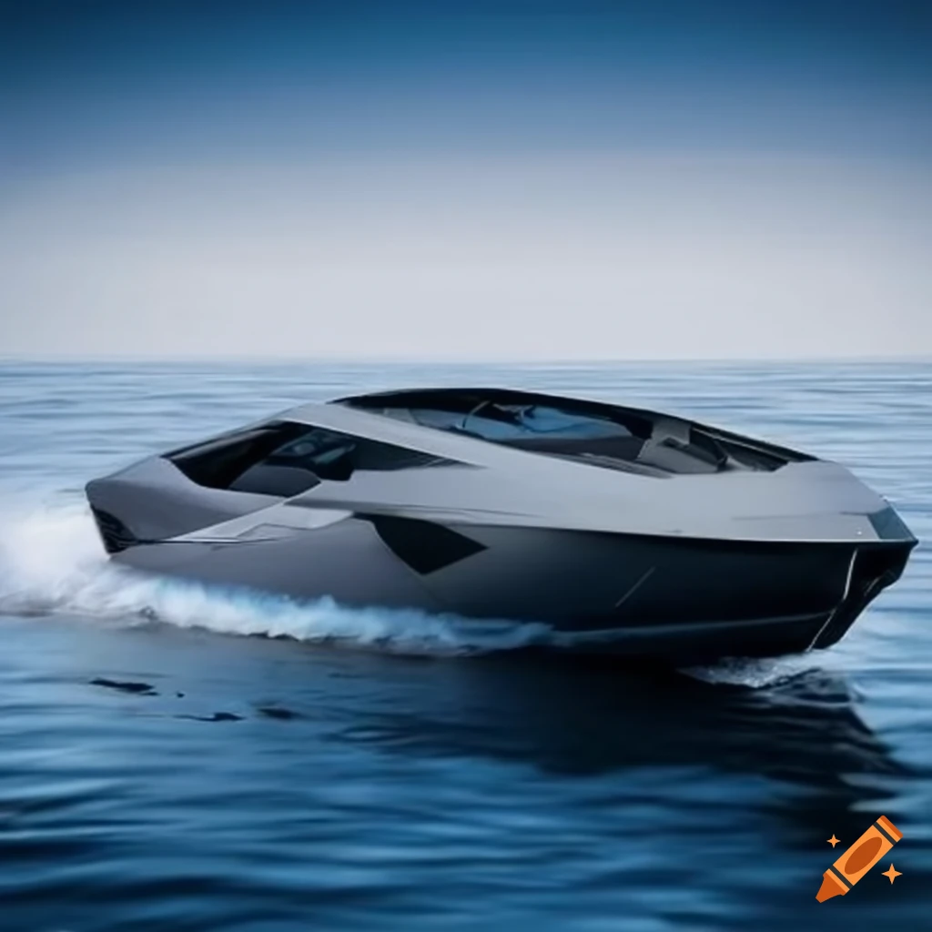 Matte gray lamborghini-style boat on Craiyon