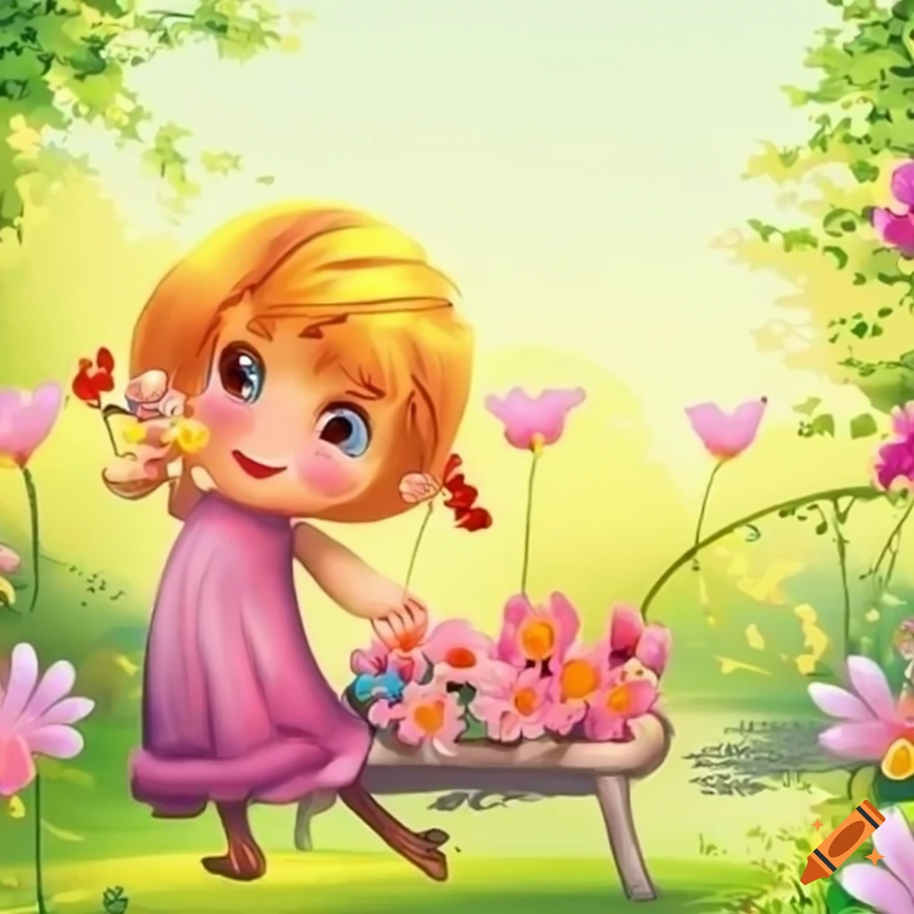 Spring cartoon illustration on Craiyon