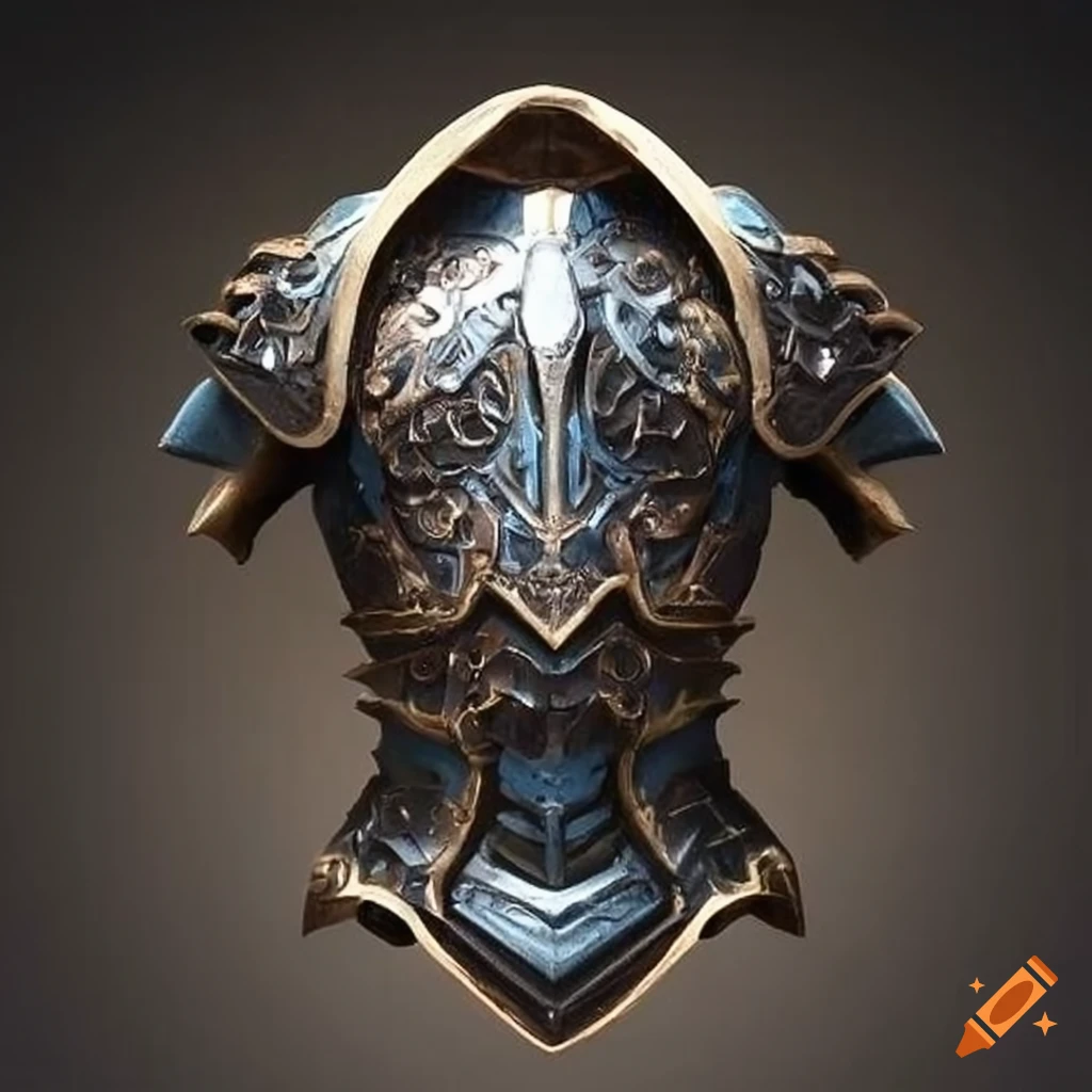 Adorned magic body heavy armor from the front in close view on Craiyon