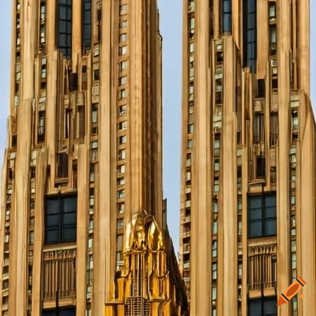 Deco art bronze gold building in new york city on Craiyon