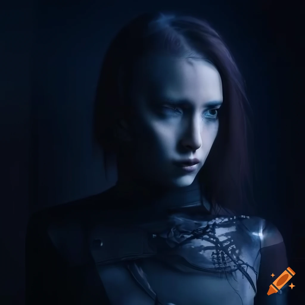 Female NPC in a cyberpunk dark city setting with hyper-realistic ...